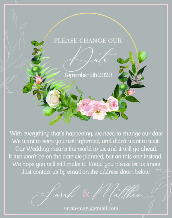 Change Our Date Card Wedding-Grey